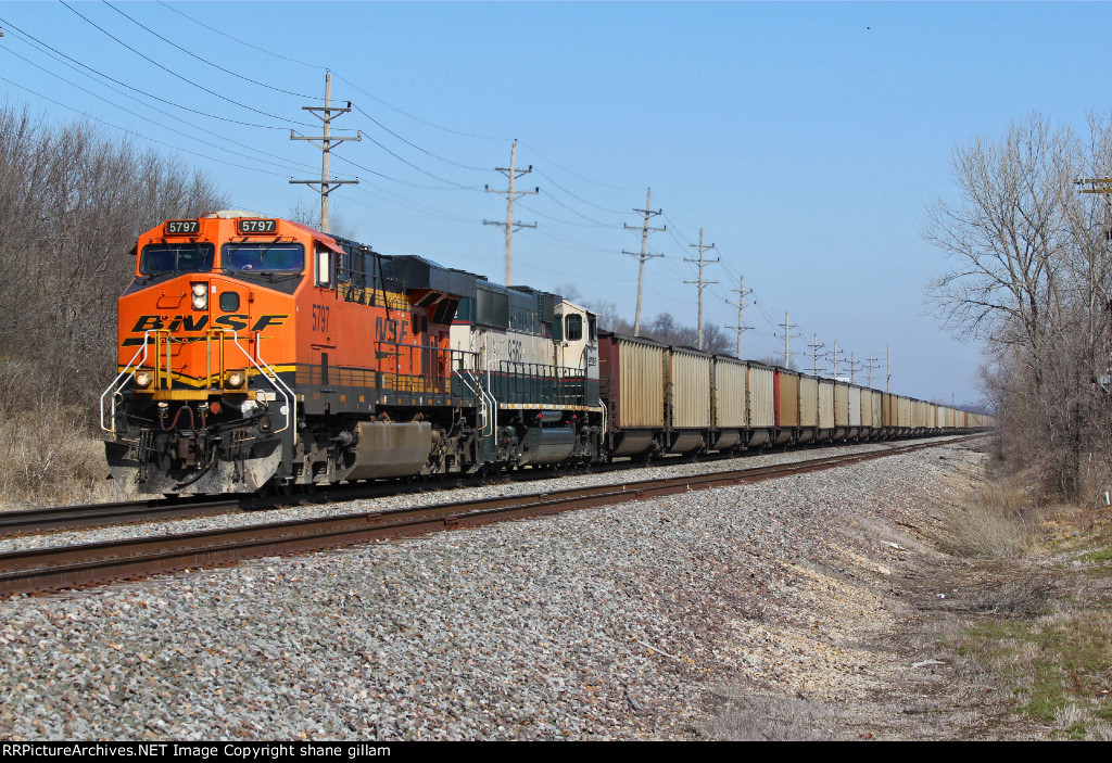 BNSF 5797 Rolls a coal load Sb.